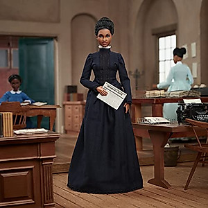 Barbie Inspiring Women Doll, Ida B. Wells Collectible with Blue Dress and Newspaper Accessory