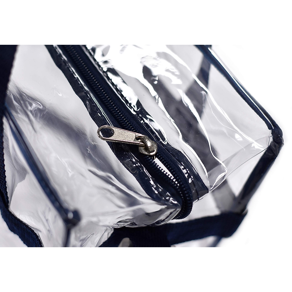 Handy Laundry Clear Tote Bag Stadium Approved - Shoulder Straps and Zippered Top. Perfect Clear Bag for Work, School, Sports Games and Concerts. Meets Stadium Tournament Guidelines. (Blue)