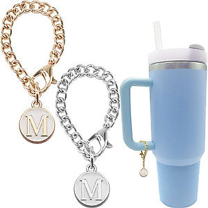 Tovly 2PCS Stanley Cup Accessories Letter Charms Name ID Initial Letter Handle Personalized Charm For Stanley Tumbler (M)
