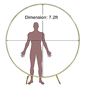 Round Backdrop Stand, 7.2FT Golden Circle Balloon Arch Stand Kit, Wedding Arch Frame Stand For Baby Shower Birthday Party Graduation Decoration