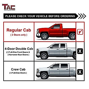 TAC Side Steps Running Boards Fit 1999-2018 Chevy Silverado/GMC Sierra 1500 Regular Cab|1999-2019 Silverado/Sierra 2500/3500 Regular Cab (Exclude C/K Classic) 3" Step Rails Side Bars Nerf Bars