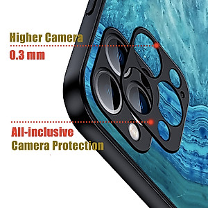 Tabavsit for iPhone 14 Pro Case, Full Surrounding Camera Protection, Agate Marble Personalized Anti-Scratch Glass Design On The Back, Shockproof Bumper, Protective Cover for iPhone14procase