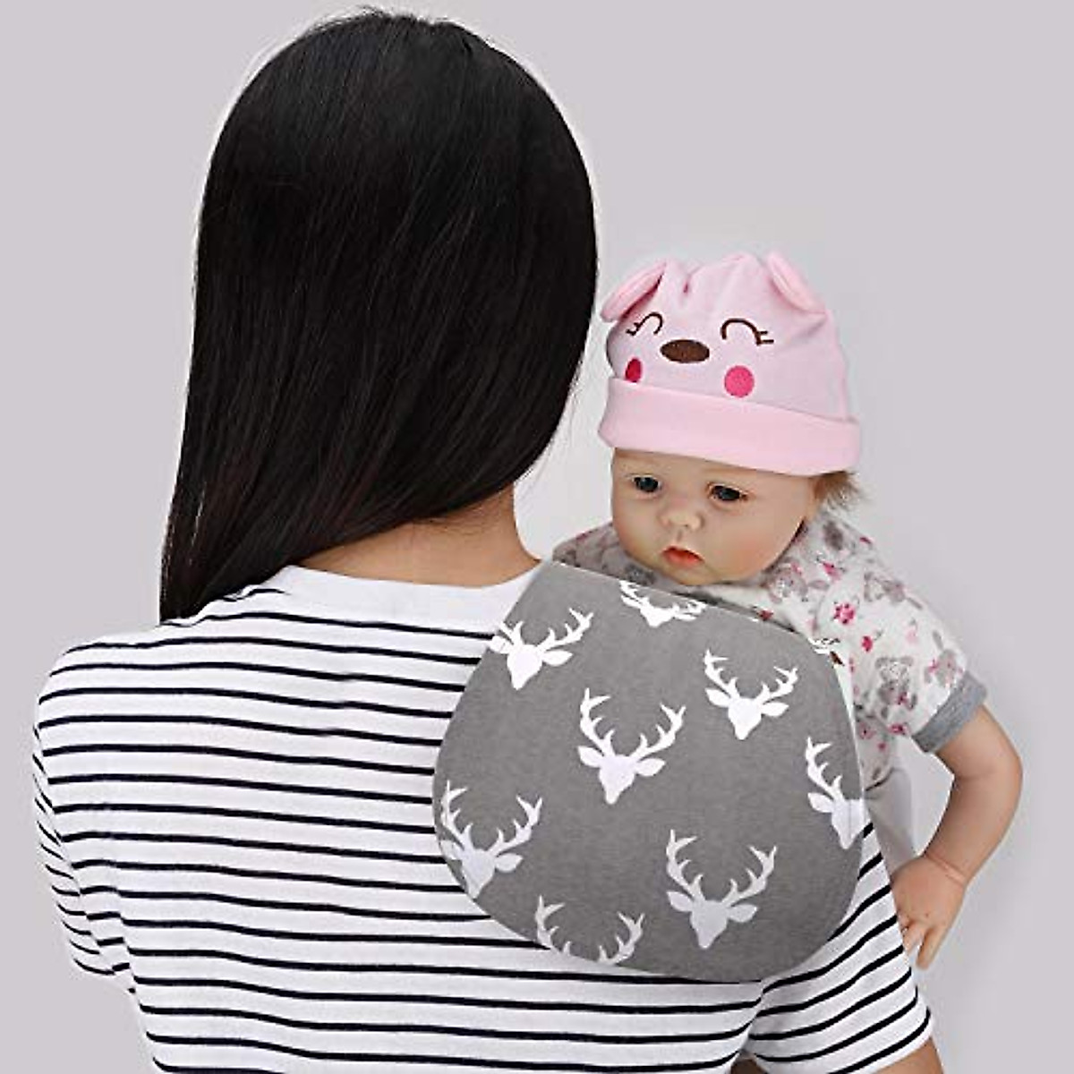 Zooawa 5 Pack Baby Burp Cloths, Multi-use and Absorbent Burp Set Christmas Soft Large Burping Towels Bib with Waterproof Layer for Baby Girls Boys, Color C