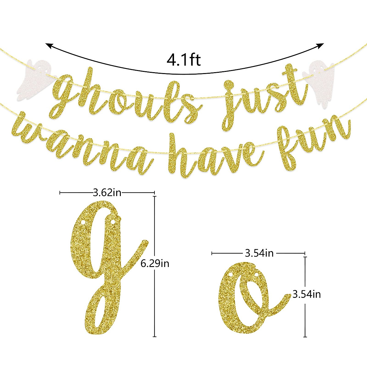 Ghouls Just Wanna Have Fun Banner, Halloween Bachelorette Party Decoration, Halloween Girl's Night Decor (Gold Glitter)