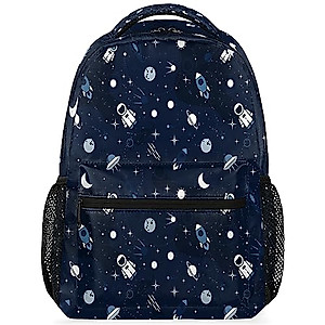 Space Astronaut Small Laptop Back Pack Casual Travel Daypacks Spaceship Rocket Lightweight College Bags Simple Computer Backpack for Women Men Travel College Essentials