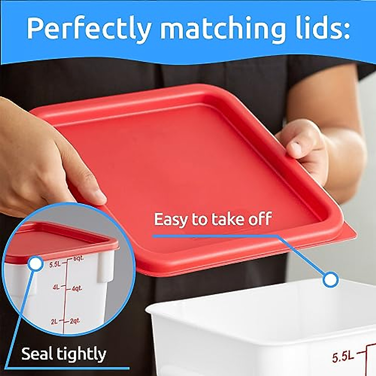 CUSINIUM 2-Pack - 6qt White Square Food Storage Containers with Lids