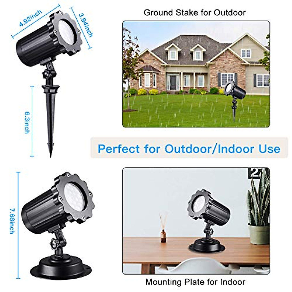 SOMKTN Snow Projector Lights-Snowfall Light Projector-Christmas Snowflake Show Projector-Waterproof Decorative Lighting Dynamic Snow Projector for Halloween, Holiday, Birthday, Wedding and Party