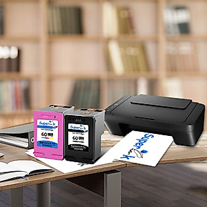 SuperInk Remanufactured Ink Cartridge Replacement for HP 60 60XL CC641WA CC644WA Compatible for Deskjet D1660 D1663 PhotoSmart C4600 C4610 Envy 100 110 All-in-One Printer (1 Black,1 Tri-Color)