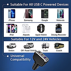 Super Fast Car Charger for iPhone 14 Pro Max 13 12 11 SE iPad Pro, 78W Cigarette Lighter USB Charger Adapter, PD 30W & QC 18W Android Phone Auto Cargador for Samsung Galaxy S23 S22 Ultra S21,Pixel 7