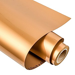 VINYL FROG Matte Metallic Heat Transfer Vinyl Roll 12" x6ft Metallic Satin HTV Vinyl - Copper Pearlescent Iron on Vinyl for T-Shirts, Heat Press Vinyl for DIY Craft Designs