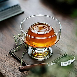 Kingrol 4 Pack Glass Dessert Bowls, 6.5 oz Crystal Glass Bowls for Ice Cream, Fruit, Pudding, Snack, Cereal, Nuts - Premium Glass Serving Dishes, Mini Trifle Bowl