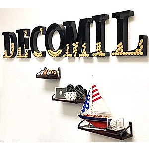 DECOMIL Floating Shelves Wall Mounted, Rustic Wood Wall Storage Shelves Set of 3 for Any Wall Space for Living Room, Bathroom, Bedroom, Kitchen, Garage, and Office (Cherry)