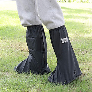 KRATARC Water-Resistant Shoes Covers Foldable Rain Boot Reflective Snow for Men Women Outdoor Cycling Walking Hiking (Black, M)