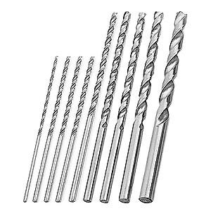 Saipe 9PCS 150-200mm Extra Long Twist Drill Bits Set Round Straight Shank Tool Sets, Lengthened High Speed Steel Twist Drill Set Tool for Wood Plastic and Aluminum(2-10mm OD)
