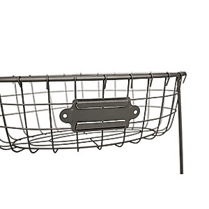 Spectrum Diversified Vintage Living Oval Server Stacked, 2-Tier Bowls, Dining Table & Kitchen Counter Organizer, Modern Fruit Basket Stand, Industrial Gray (A19676)