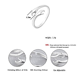 Chengxun Attractive Double Hand Hug to You Finger Rings 925 Silver Jewelry for Women Men Open Adjustable