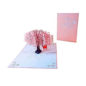S-LOVE-CRAFT Pop Up Anniversary Card (6 x 8 In Size - Cherry Blossom Swing Couple).