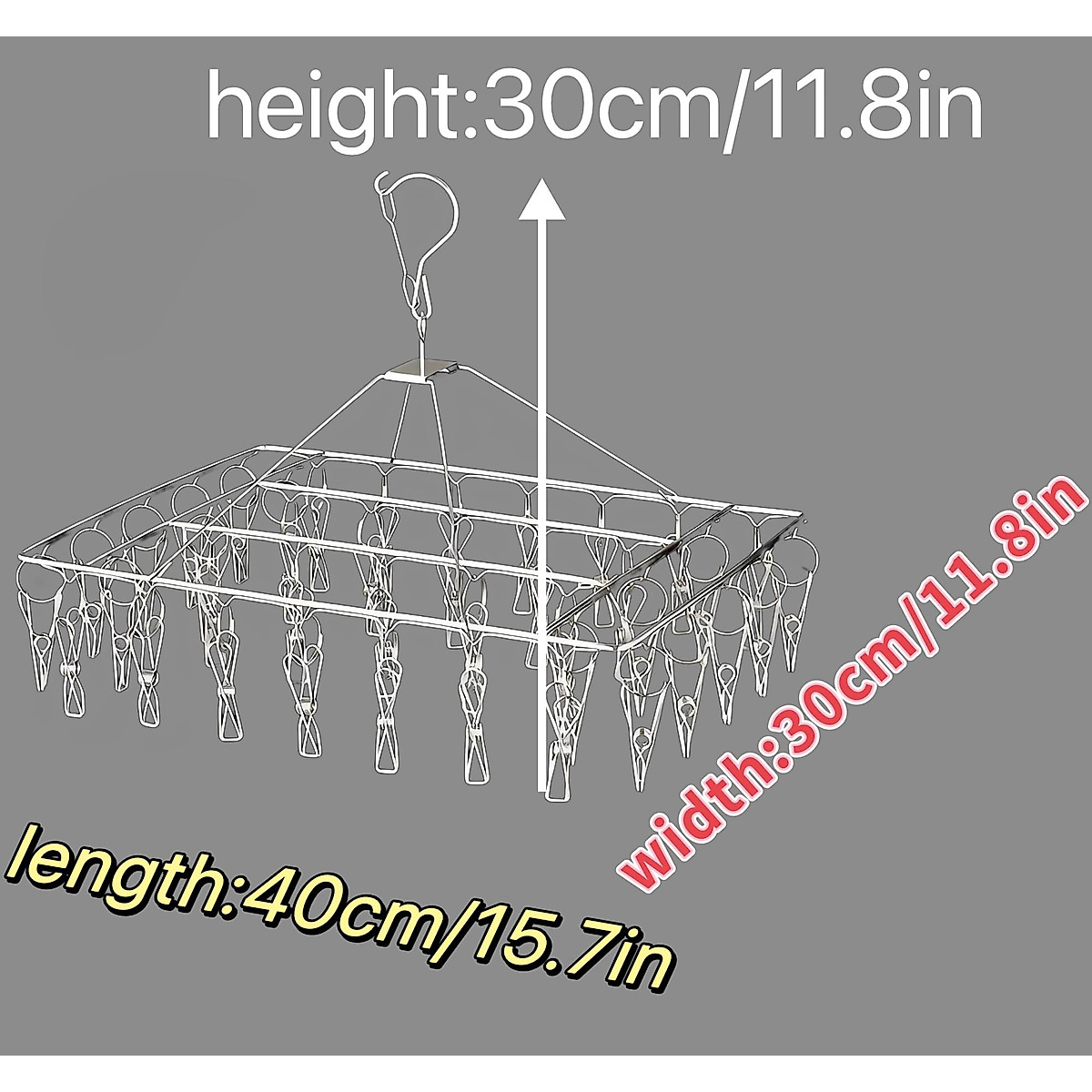 TVRTFQ 2 Pack Stainless Steel Sock Drying Rack with 80 Clips,360° Rotatable Windproof Hook Clothes Hanger Rack for Sock,Bras,Underwear,Baby Clothes,Hat,Scarf,Pants,Gloves,Towel and Laundry Accessories