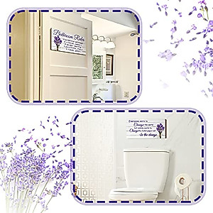 Jetec 2 Pieces Bathroom Wall Decor Bathroom Rules Flower Wall Art Funny Ocean Beach Bathroom Signs Rustic Bathroom Wooden Signs Farmhous