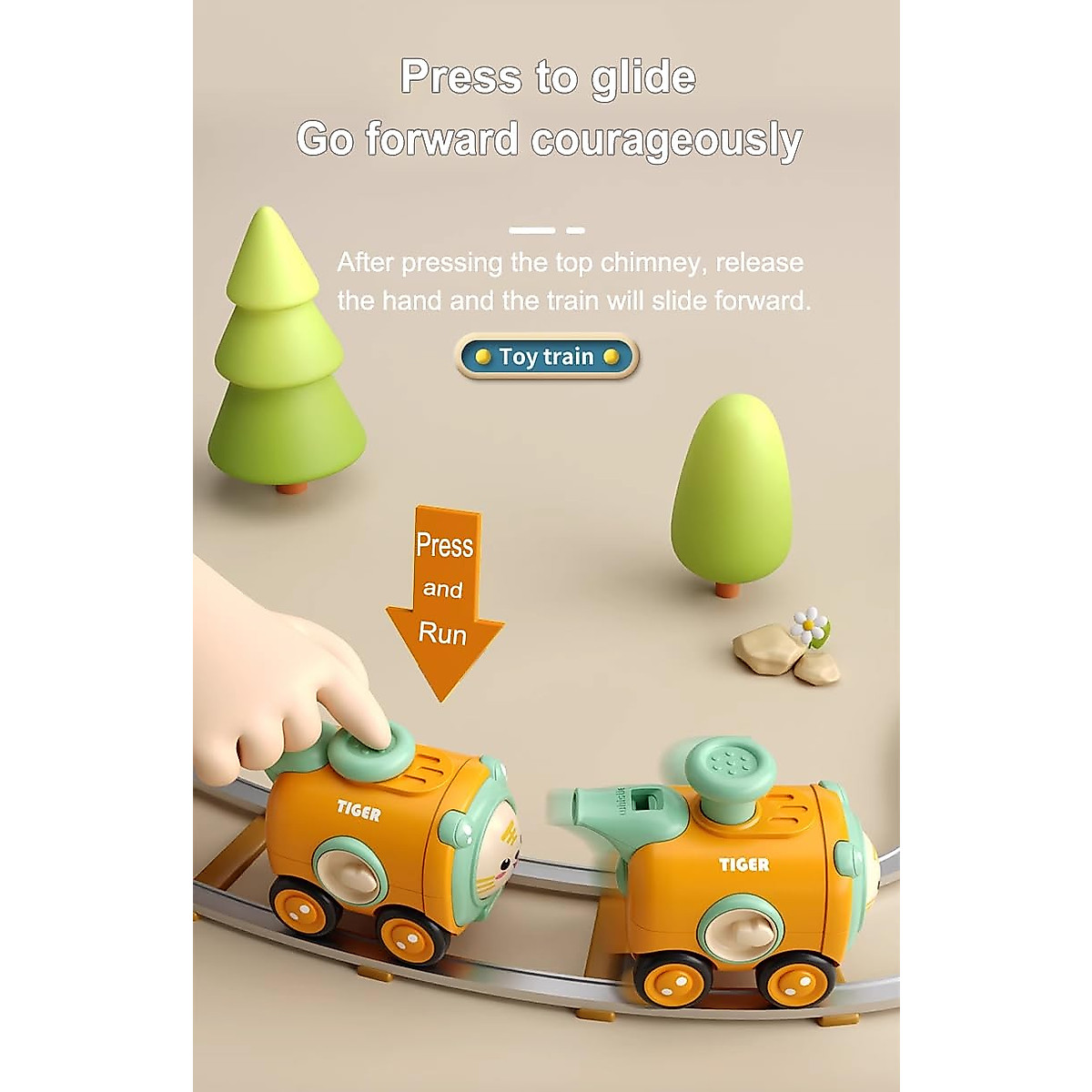 YC Onion Fun Animal Faces Car Toys for Boy/Toddler Toys/Pre-Kindergarten Cars Toys, Children Press-and-Go Educational Whistle Vehicles ​Toys for Boys Girls Kids Gift -4PCS