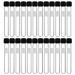 EISCO 24PK Test Tubes, 5ml - Bakelite Screw Cap with Rubber Liner - Borosilicate 3.3 Glass - 3.9" x 0.5"- Round Bottom - Blank Writable Area - Leak Proof