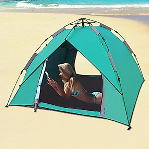 Strong Camel Automatic Camping Tent 3-4 Person Pop Up Canopy w 2 Doors Double Layer Family