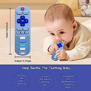 ERSIHUA 2-Pack Silicone Baby Teething Toys, Fire TV Remote Shape for 18 Months Infant, Toddlers, Boys and Girls Early Educational Sensory Toy (Black+Purple)