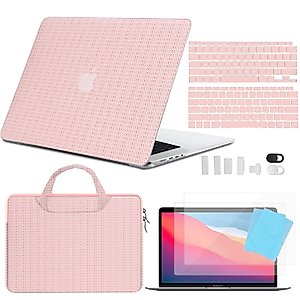 Miwasion Woven Fabric Design Compatible with MacBook Air 13 inch Case 2020-2018 Release(A2337 M1 A2179 A1932) with Touch ID & 2 Pack Keyboard Protectors,Webcam & Laptop Sleeve Bag & Screen Protector
