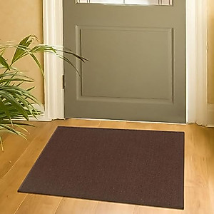 Machine Washable Modern Solid Design Non-Slip Rubberback 2x3 Traditional Area Rug for Entryway, Bedroom, Kitchen, Bathroom, 2'3" x 3', Brown