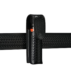 Mace Pepper Spray Holder Black Leather Basketweave Belt Pouch MK III, Fits up to 3 oz