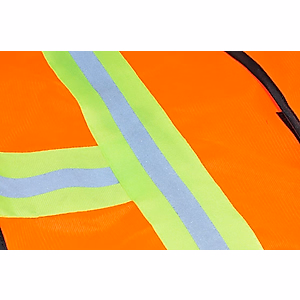 G & F 41113 Industrial Safety Vest with Reflective Stripes, Neon Orange