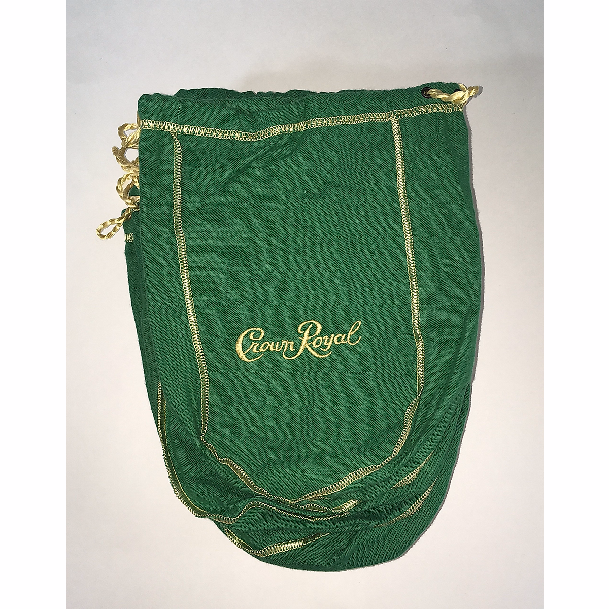 Pack of 10 Green Crown Royal Bags w/Gold Drawstrings from 1 Liter Bottles (9 inch x 5.5 inch) for Gift Bags, Carrying Card Games or Dice Bulk Fabric for quilting sewing or crafts (10)