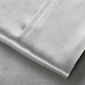 Lanest Housing Silk Satin Sheets, Queen Size Satin Bed Sheet Set with Deep Pockets, Cooling Soft and Hypoallergenic Satin Sheets Queen - Light Gray