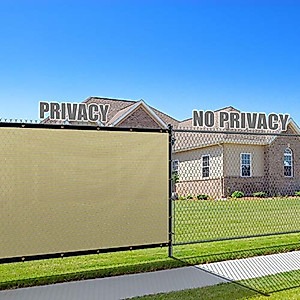 ShadeMart 3' x 14' Beige Fence Privacy Screen Windscreen Shade Fabric Cloth HDPE, 90% Visibility Blockage, with Grommets, Heavy Duty Commercial Grade, Cable Zip Ties Included (We Customize Size)