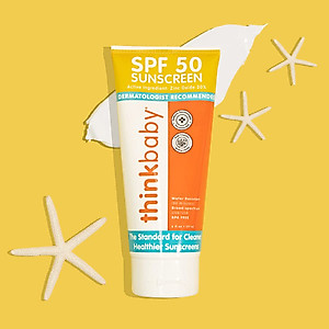 Thinkbaby SPF 50+ Baby Sunscreen – Safe, Natural Sunblock for Babies - Water Resistant Sun Cream – Broad Spectrum UVA/UVB Sun Protection – Vegan Mineral Sun Lotion, 6oz