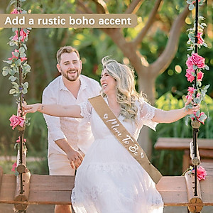 Lopeastar Neutral Burlap Mom to Be Sash Dad to Be Pin Baby Shower Decorations, Rustic Boho Mommy to Be Sash Baby Shower Corsage Pin Set for Pregnant Mommy Gift Party Decorations