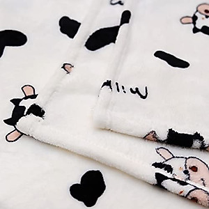Tiamo Cow Print Blanket - Soft Bed Throw Blanket for Adults & Kids - 60" x 70" - Perfect for Couch, Sofa, Office - Big Size Warm Plush Blanket All Season