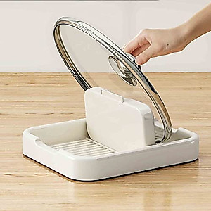 Foldable Lid Rack, Foldable Pot Cover Rack, Multifunctional Kitchen Spatula Soup Spoon Stove Countertop Shelf Pot Lid Storage Shelf, White(White)