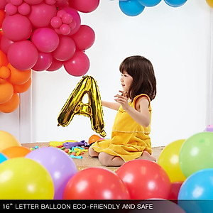 Personalized Name Happy Birthday Balloons Letters Kit, DIY Custom Name Birthday Banner, 2 Sets A- Z & 0-9 16'' Letters and Numbers with 2 LED Light for Birthday Party Decorations Gold