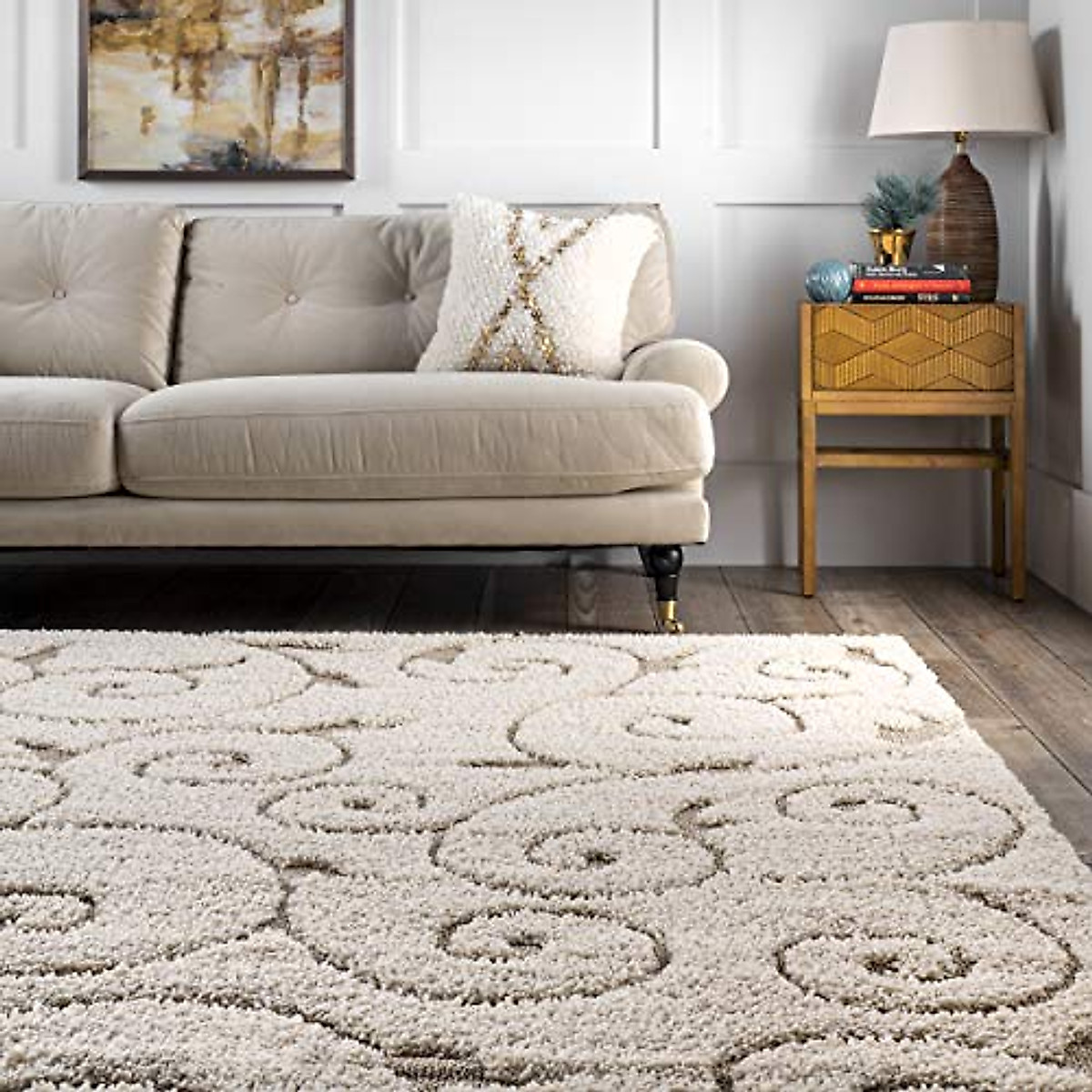 nuLOOM Maisha Contemporary Shag Area Rug, 7x9, Cream