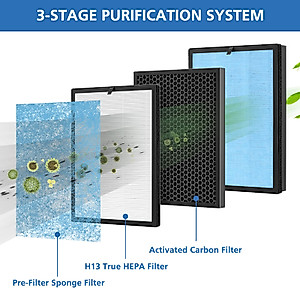 2 Pack AP1002 Replacement Filter AP1002-RF, Compatible with AIRTOK AP1002 Air Purifier, H13 True HEPA