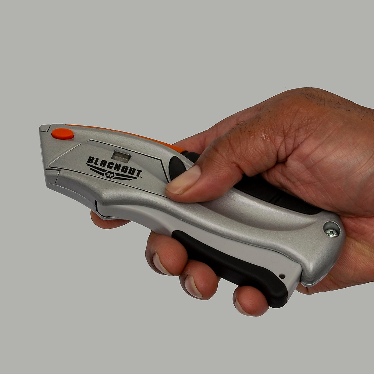 Blackout XP Retractable Locking Utility Knife – Box Cutter with Easy Open In-Handle Blade Storage and Patented Squeeze Lever to Auto-Load Next Blade – Includes 6 Blades