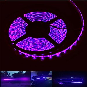 Vbakor 12V 16.4FT Marine Boat Ultra Violet UV Black Light LED Lights Strip, Night Fishing Lights, 5050 LED Waterproof UV Led Strip with Extension Cable for Fishing Boat Pontoon Yacht