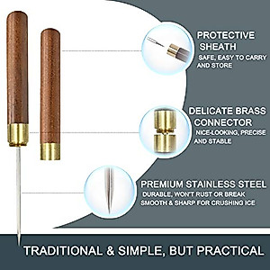 Ice Picks in Gift Box - Premium Stainless Steel Ice Picks Kitchen Tool with Wooden Handle Safety Cover Portable for Bars Restaurant Home Bartender Picnics Camping, 1PCS (RoseWood 6.7")