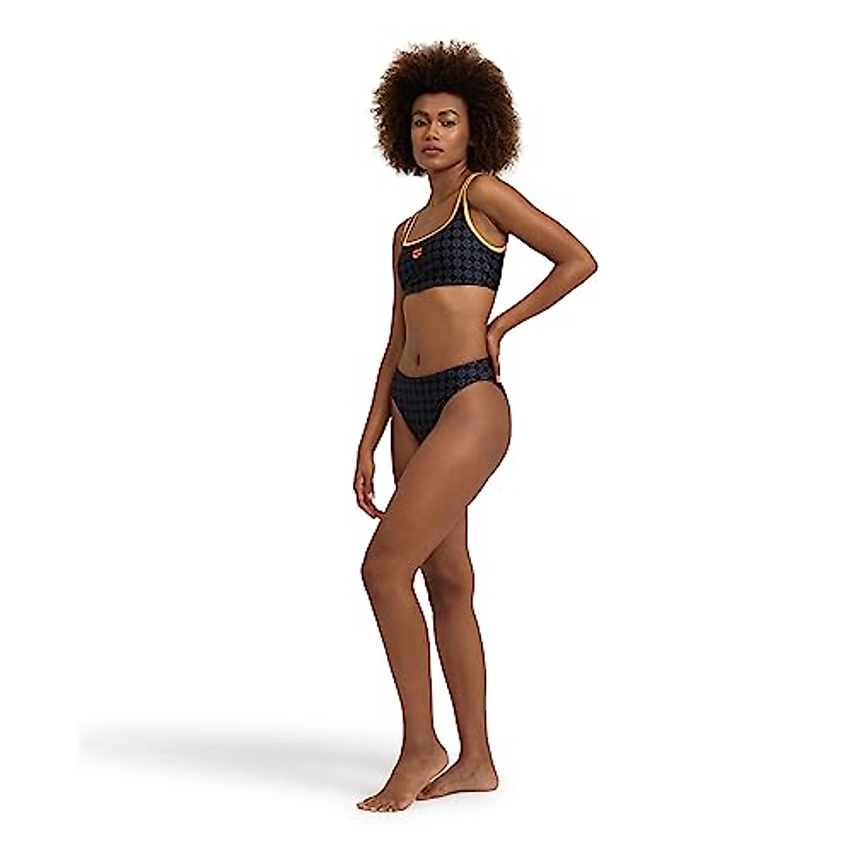 Arena Women's Standard 50th Anniversary Bralette Bikini, Black/Multi Gold