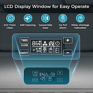 COWSAR Commercial Ice Maker Machine, Nugget Ice, 66lbs/24H Stainless Steel Under Counter Ice Maker, Self-Clean&24H Timer, Commercial Nugget Ice Machine with LCD Display, Ideal for Bar/Cafe/Restaurant