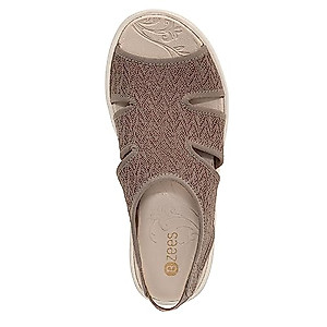 BZees Womens Daytona Slip-on Wedge Sandal, Morel Chevron, 7 Wide US