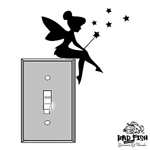 Bad Fish Custom Decals 0105-2 Pack Sticker Card Lightswitch Vinyl Decal Sticker Tinkerbell Fairy – for Light Switch, outlets or Any Ledge - Wall, Vehicle, Computer, Home Decor, Bedrooms or Nursery