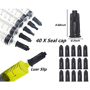 40 Pack 5ML Plastic Syringe Luer Slip with Cap, Great for Measuring, Refilling Watering and Pets Feeding(Not-sterile) (5ML)