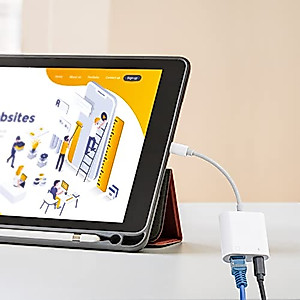 RJ45 Ethernet Adapter for lPhone[Compatible with Apple MFi Certified],10/100Mbps,Support iOS 15, Ethernet Adapter with Charge Port